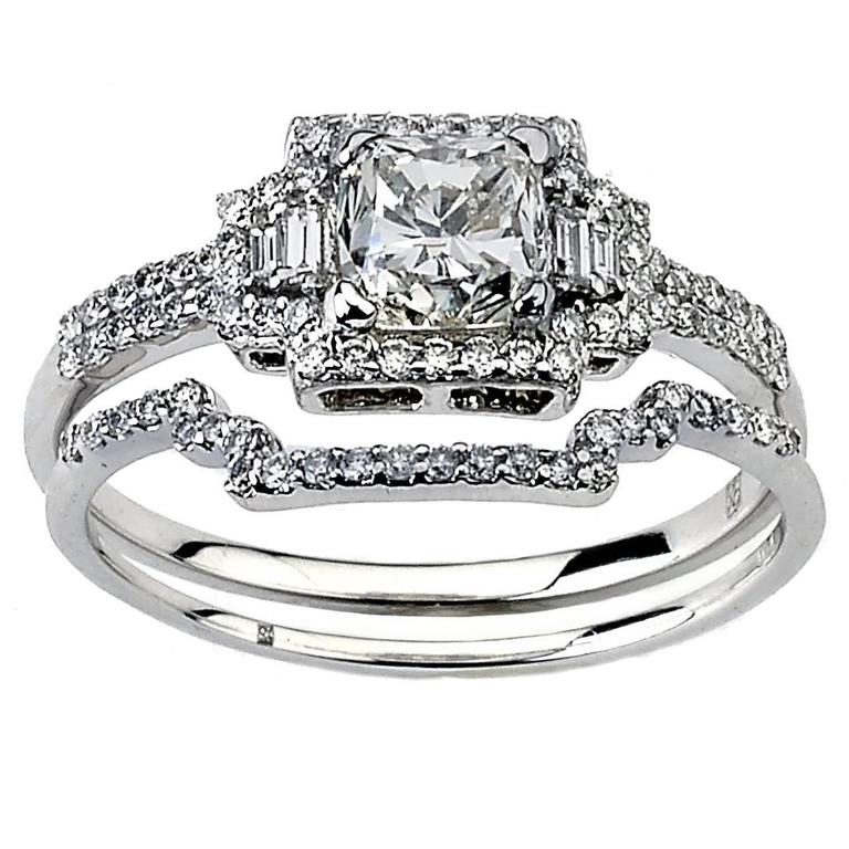 Two Set Diamond Gold Engagement Ring For Sale at 1stDibs