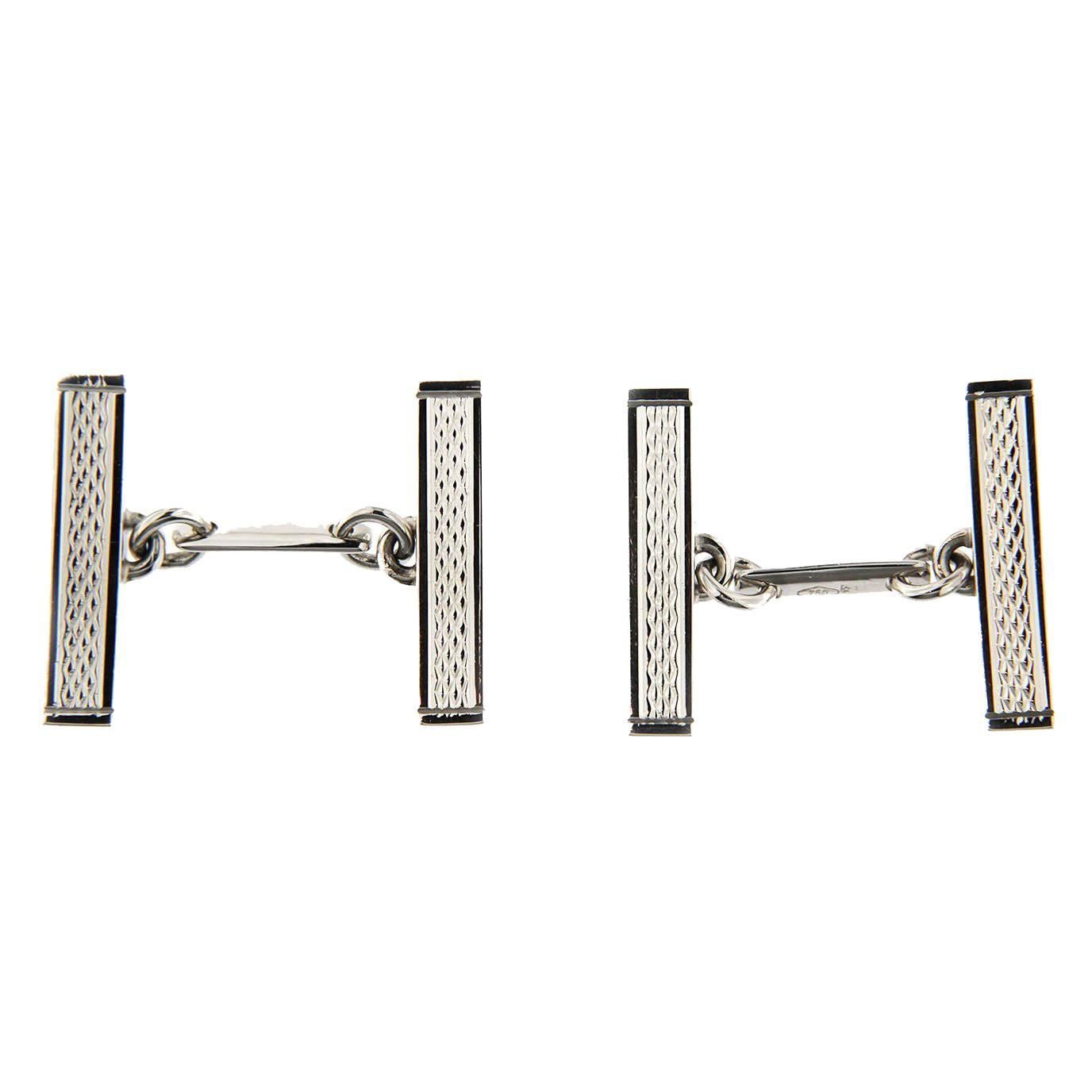 Gucci 18 Karat Gold Bar Cufflinks For Sale at 1stDibs