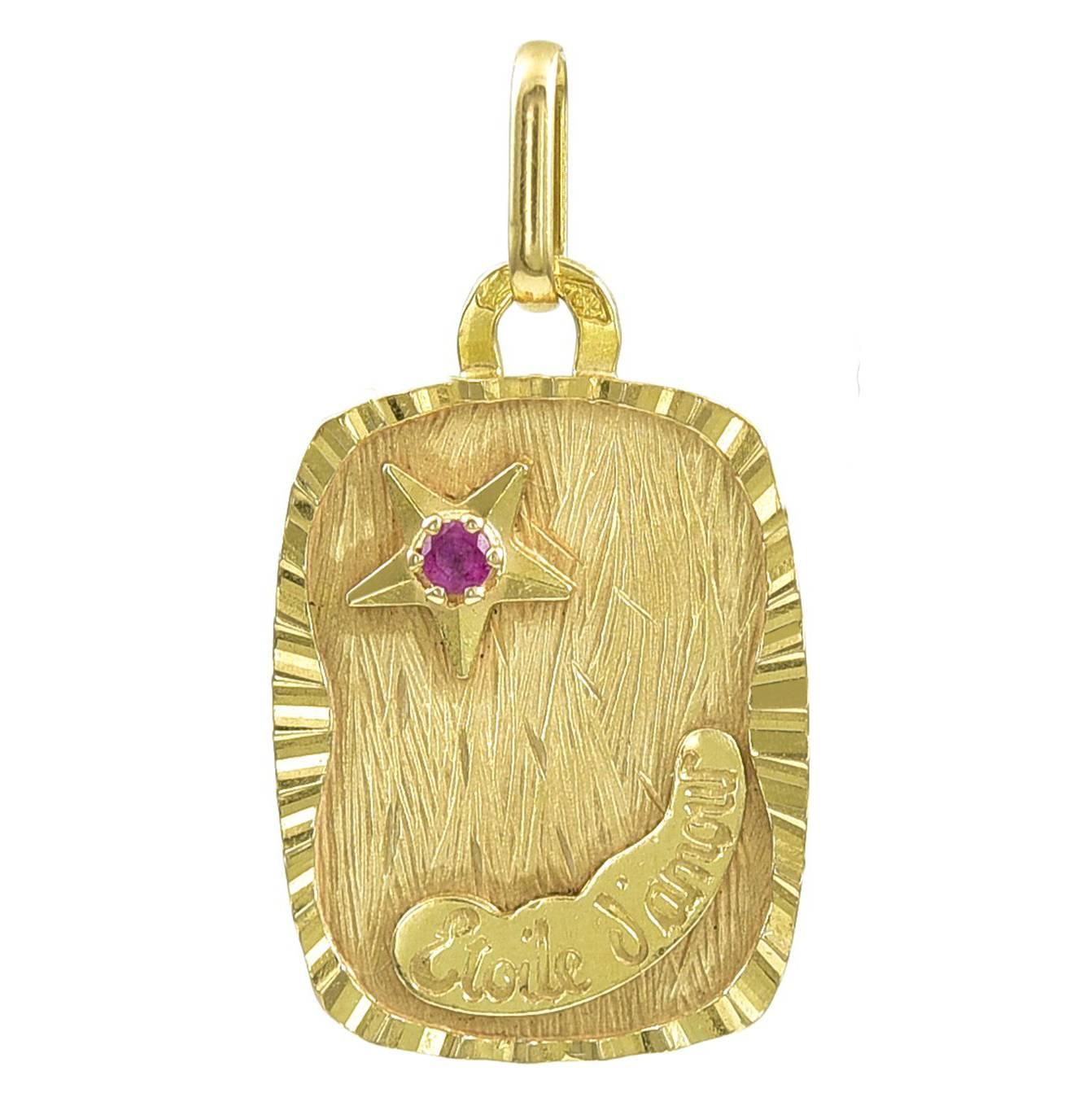 French Ruby Gold Star of Love Charm at 1stDibs