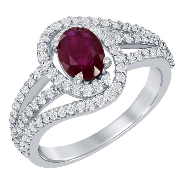 Oval Ruby Ring with Diamond Micro-Pave Setting For Sale at 1stDibs ...
