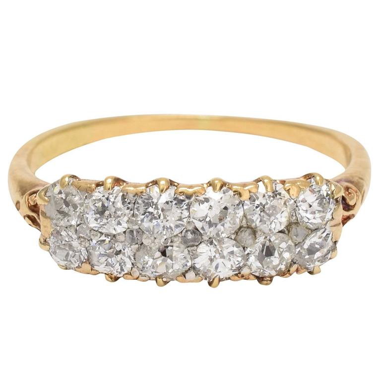 Victorian Diamond Double Row Ring at 1stDibs | double row diamond rings