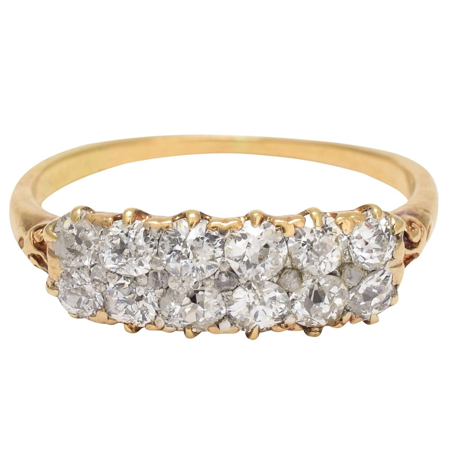 Victorian Diamond Double Row Ring at 1stDibs | double row diamond rings