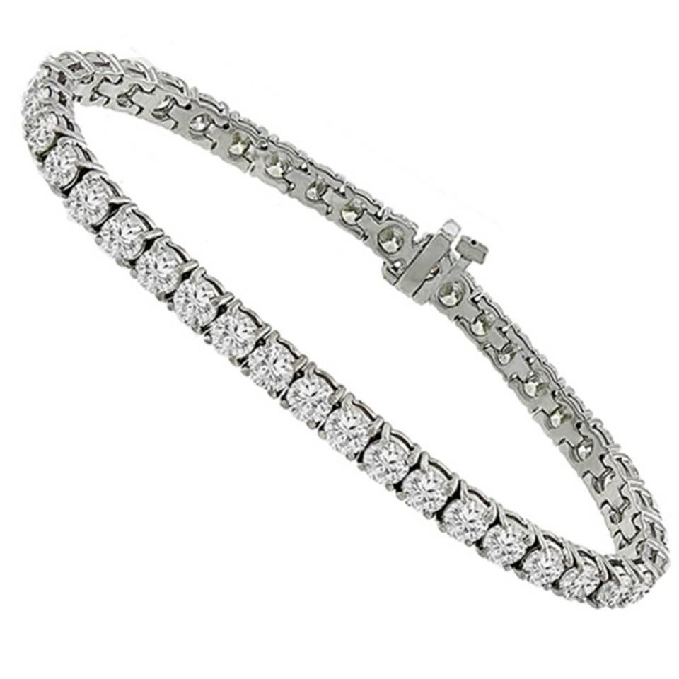 Classic 12 Carats Diamonds Gold Tennis Bracelet at 1stDibs | 12 carat ...
