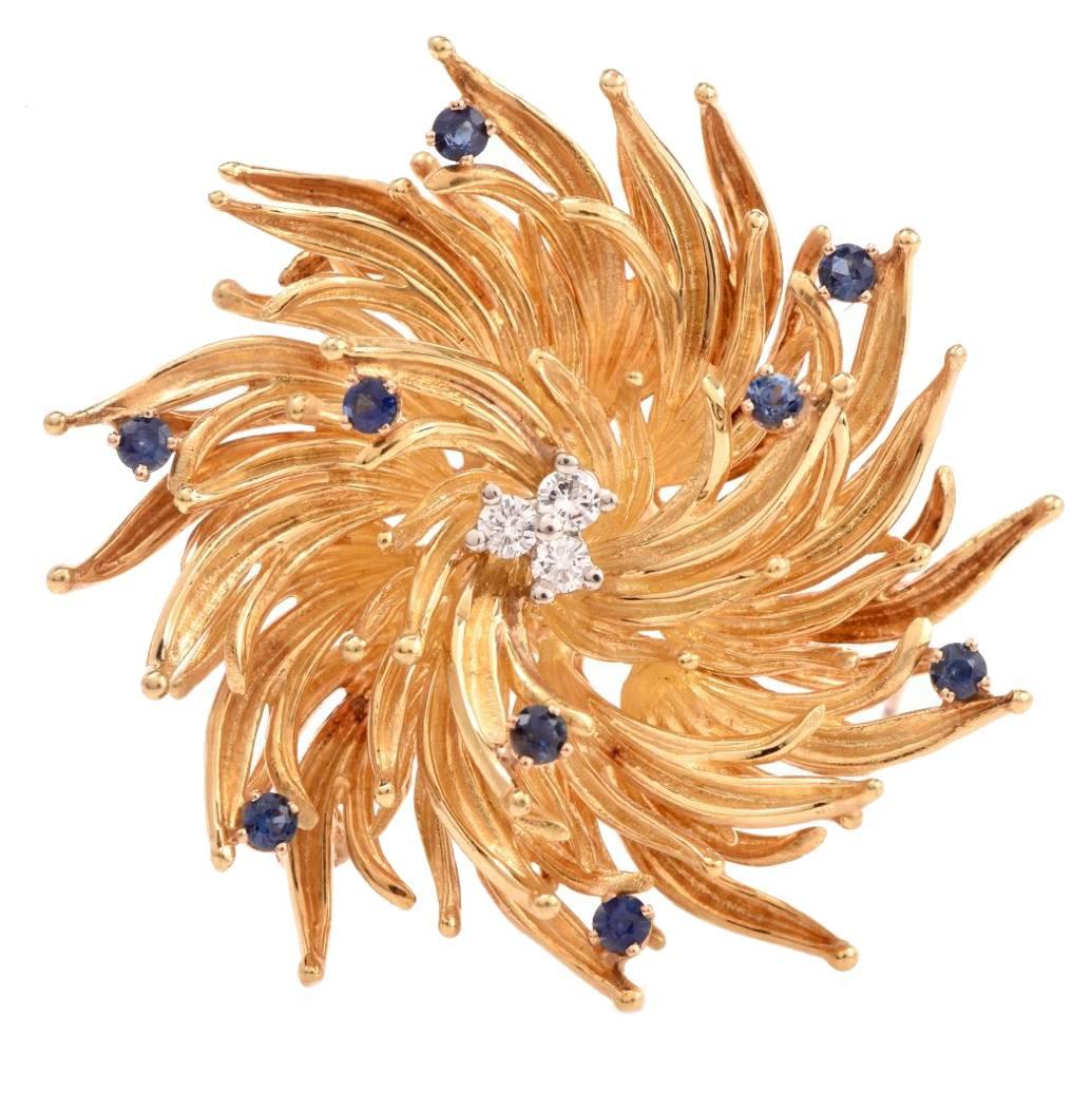Tiffany and Co. Multi Gem Floral Pin For Sale at 1stDibs