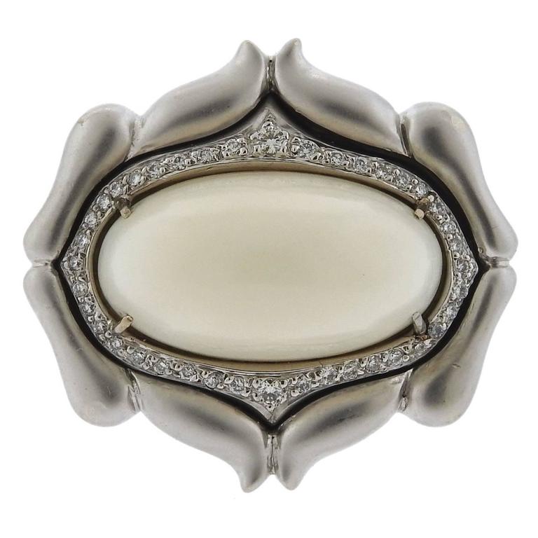 Donald Huber Princess Wave Coral Diamond Gold Ring at 1stDibs