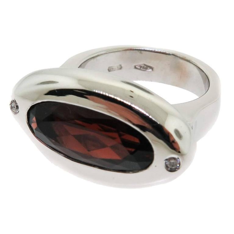 Manfredi of Italy Gem Set Diamond Gold Flower Ring For Sale at 1stdibs