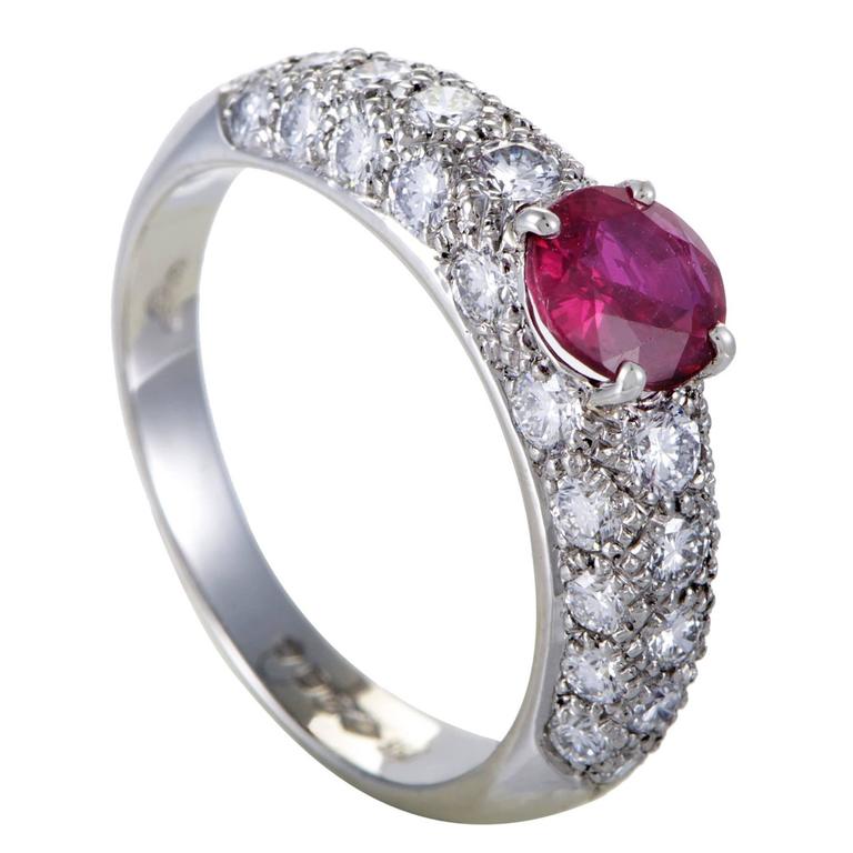 Garrard London Ruby Diamond Pave Platinum Band Ring at 1stDibs
