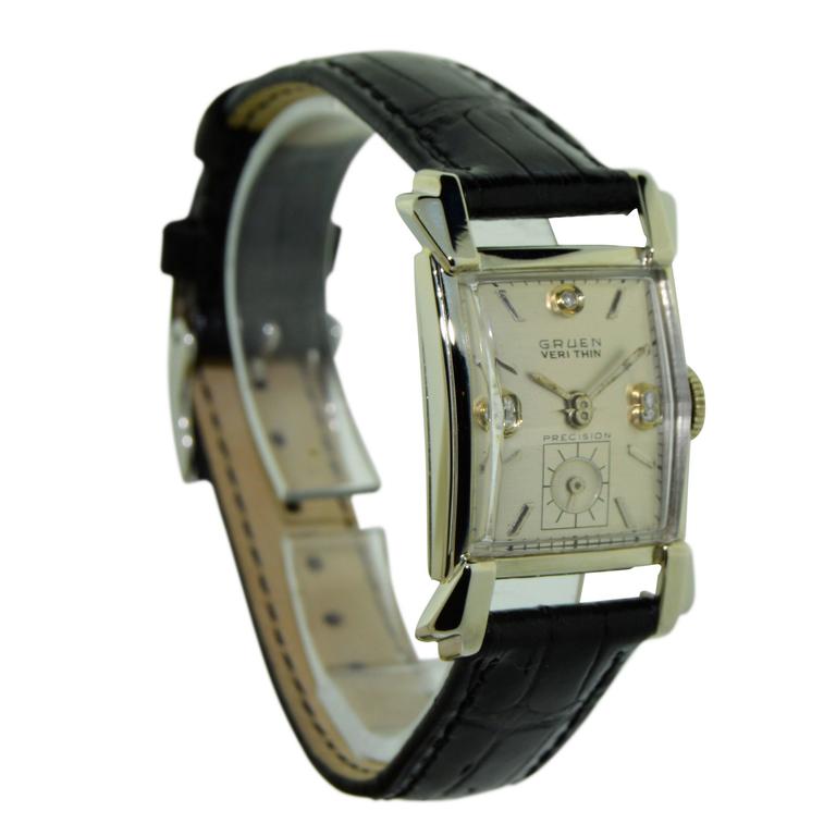 Gruen Watch Co. White Gold Original Diamond Dial Wristwatch at 1stDibs ...