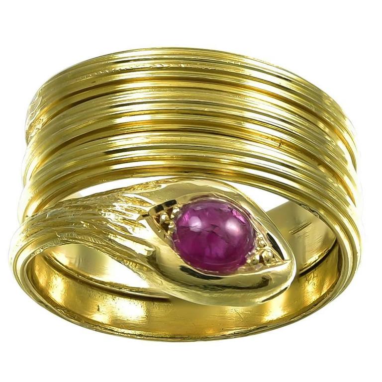 Ilias Lalaounis Ruby Gold Snake Ring at 1stDibs | lalaounis snake ring