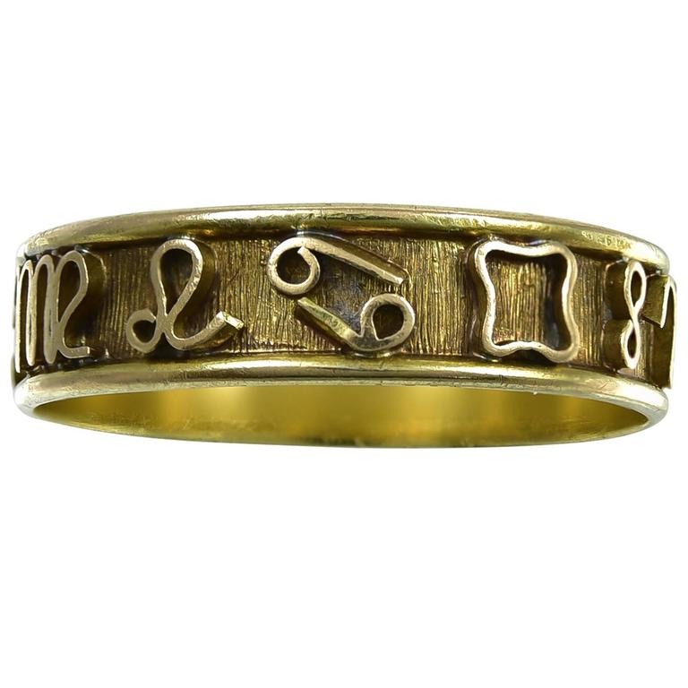 Antique English Georgian Gold Zodiac Ring at 1stDibs | gold zodiac rings