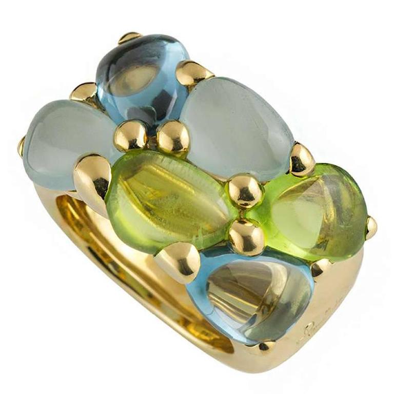 Unique Pomellato Saffi Multi Gemstone Gold Ring For Sale at 1stDibs