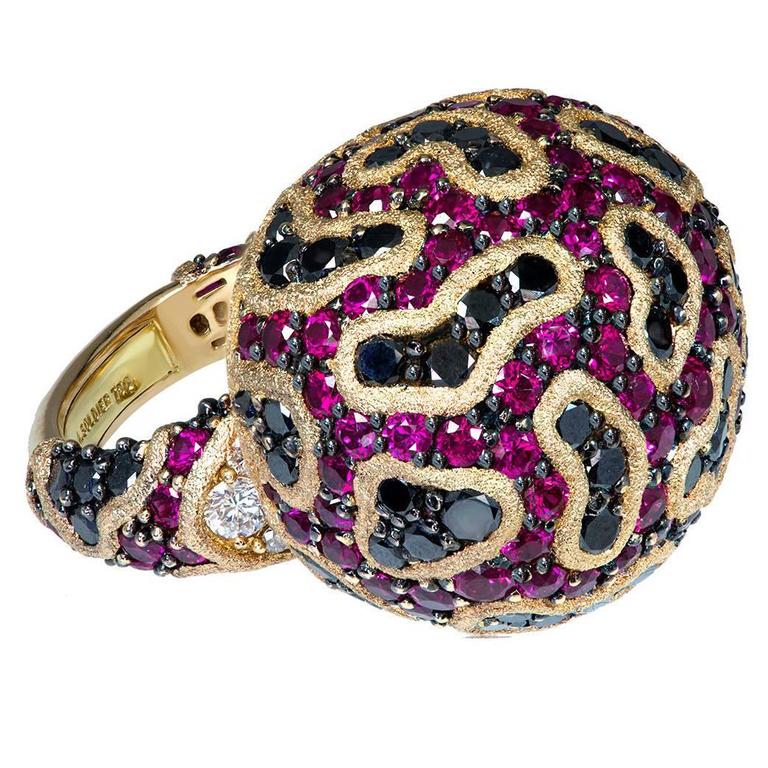 Alex Soldier Ruby Diamond Rose Gold Textured Fine Lace Ring Limited ...