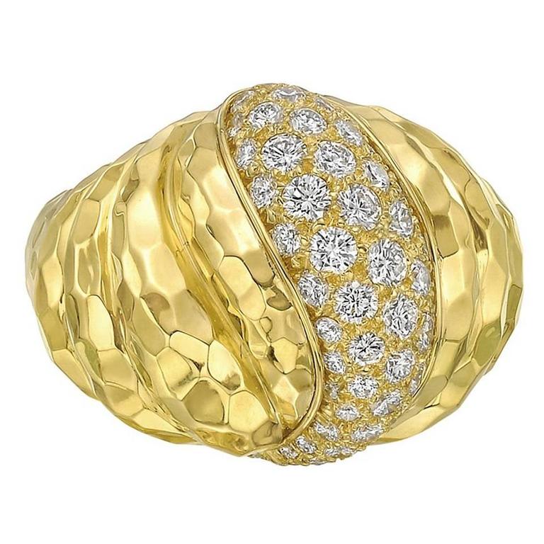 Henry Dunay Sabi Finish Diamond and Gold Ring at 1stdibs