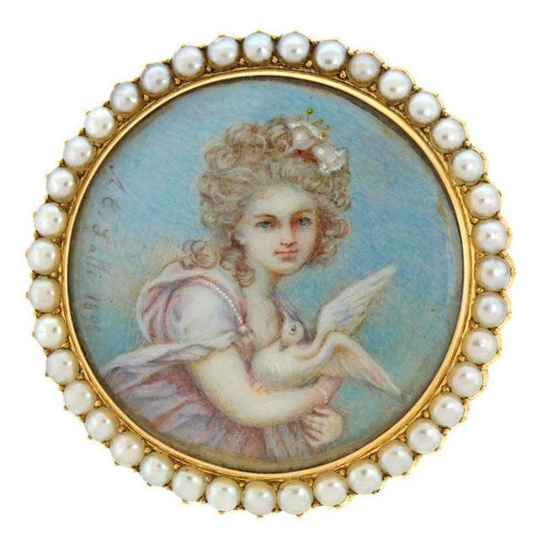 Signed A.C. Lalli Handpainted Portrait Brooch at 1stDibs | a. c. lalli