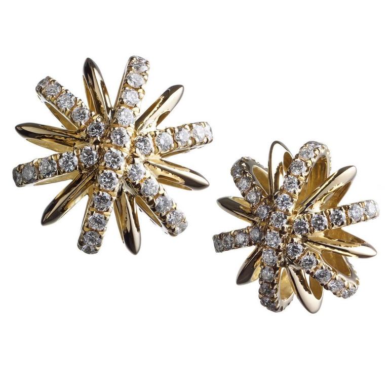 Alexandra Mor Diamond Gold Snowflake Earrings at 1stDibs