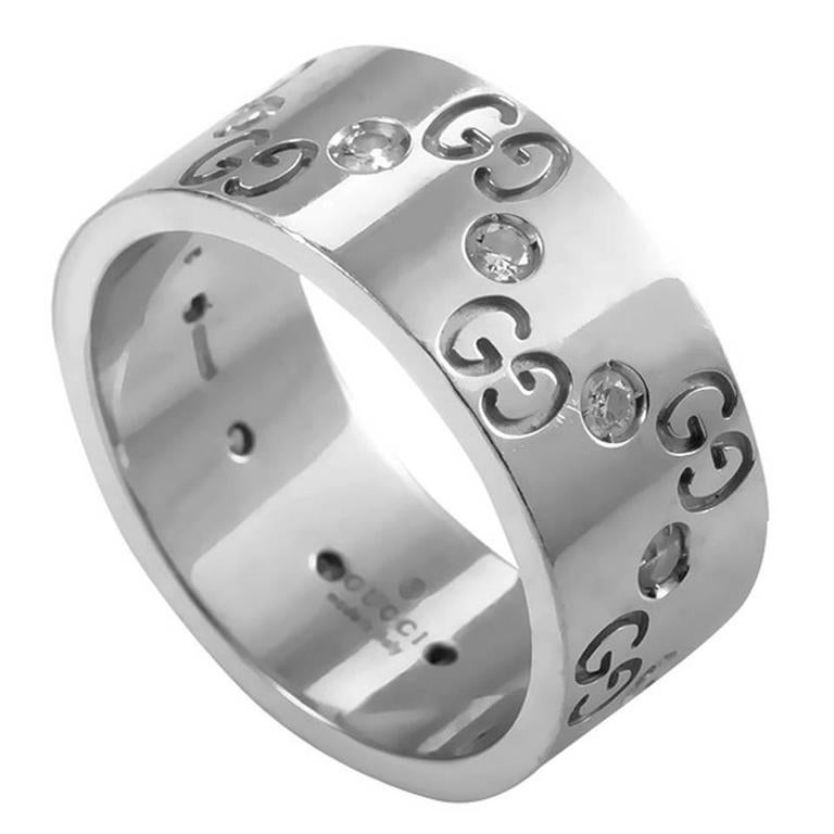 Gucci Icon Diamond Gold Band Ring at 1stDibs