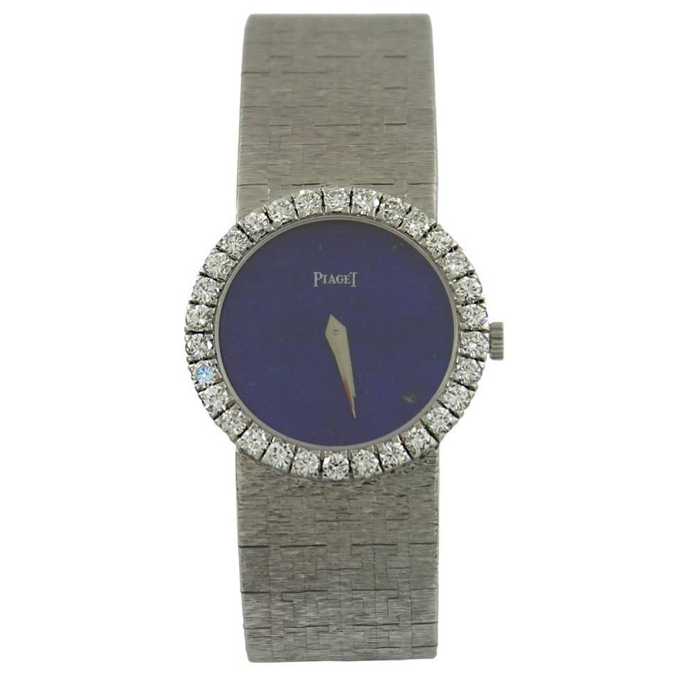 Piaget Ladies White Gold Diamond Bezel Lapis Lazuli Dial Wristwatch at ...