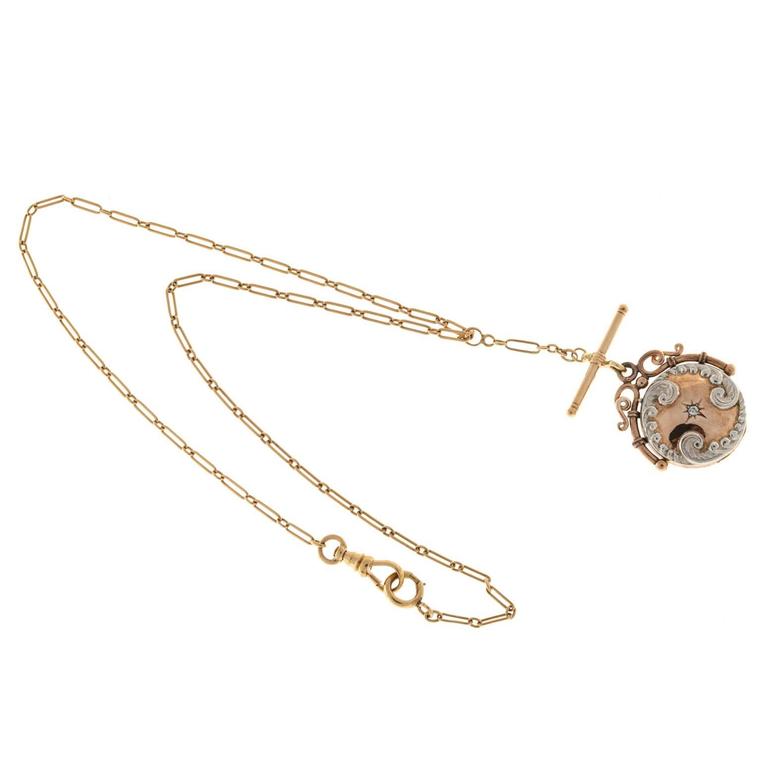 Diamond Rose Gold Platinum Locket Toggle Necklace at 1stDibs | platinum ...