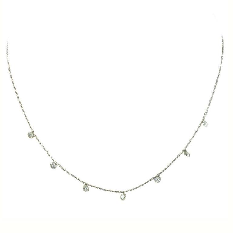 Jona Floating Diamond Platinum Chain Necklace at 1stDibs