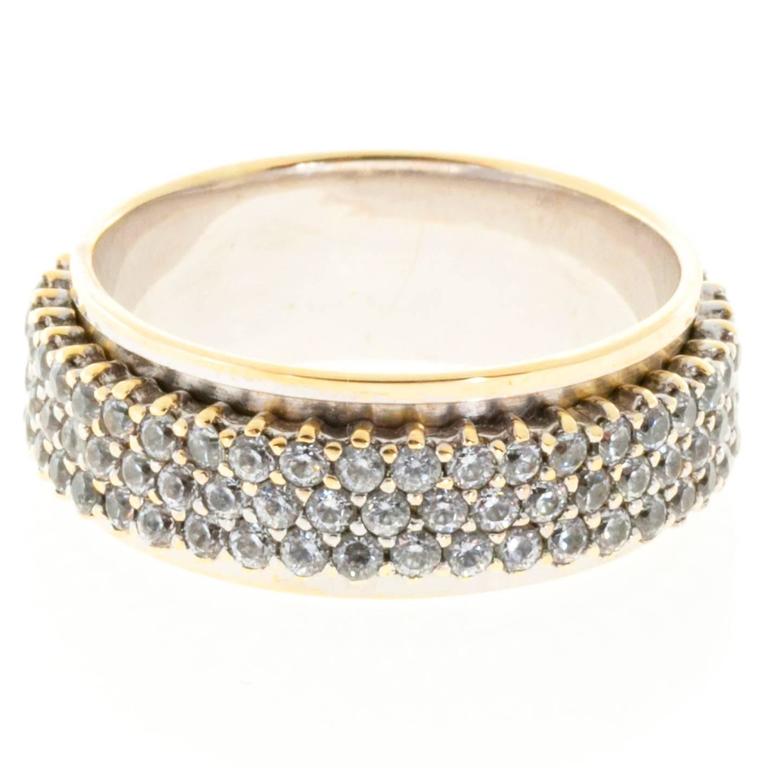 3 Row Diamond Spinning Gold Ring at 1stDibs