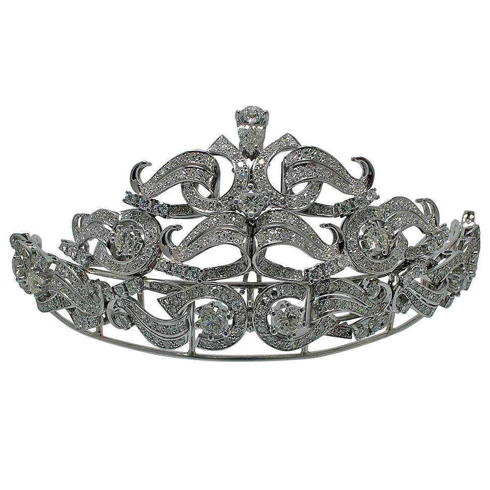 Magnificent Diamond Gold Tiara Necklace For Sale at 1stDibs