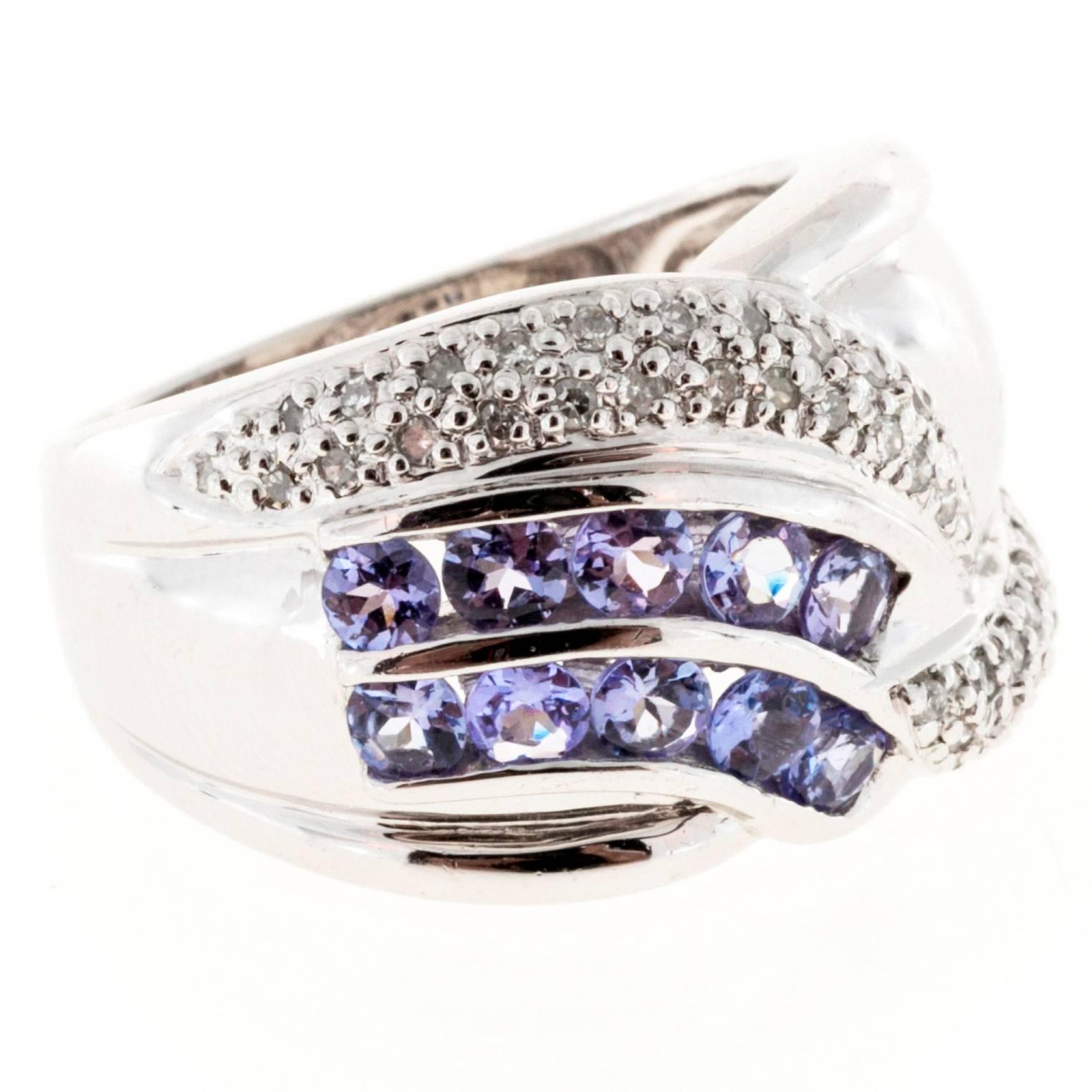 Pearl Pave Diamond Platinum Ring at 1stDibs