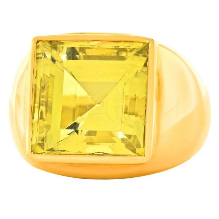 1960s Mod Yellow Beryl Gold Ring at 1stDibs