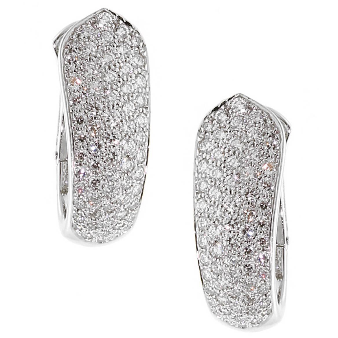 Cartier Pave Diamond Gold Earrings at 1stDibs