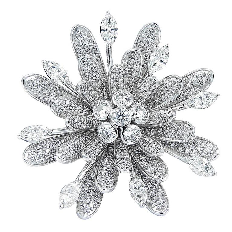 Large Diamond Gold Flower Cocktail Ring at 1stDibs