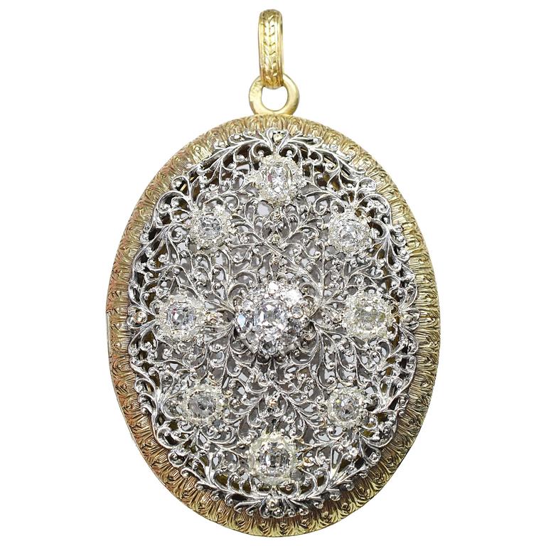 Buccellati Diamond Gold Locket Pendant For Sale At 1stdibs