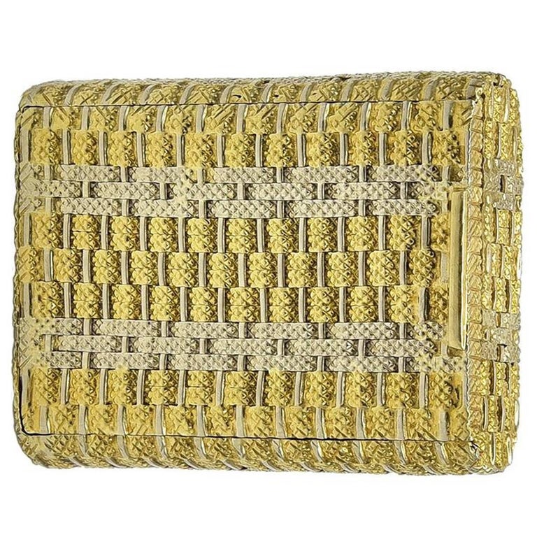 Two-Color Woven Gold Pill Box For Sale at 1stDibs
