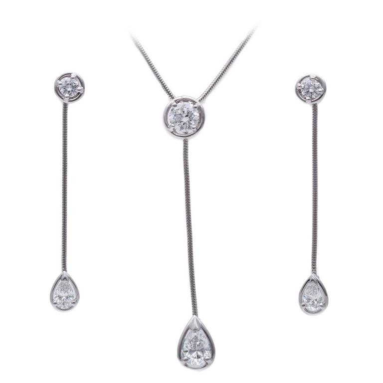 Van Cleef and Arpels Diamond Necklace and Earring Set For Sale at 1stDibs