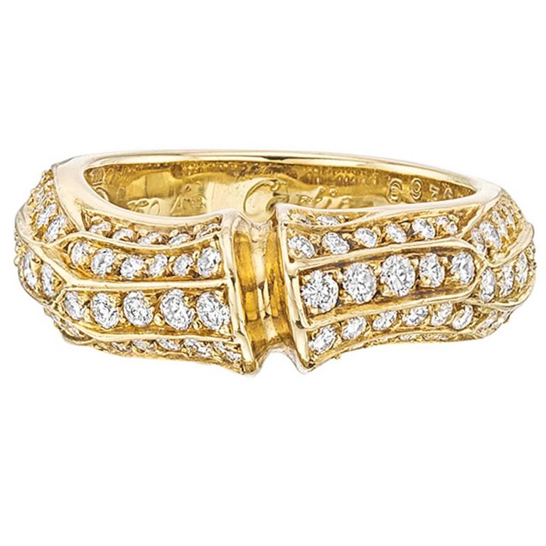 Cartier Diamond "Bamboo" Band Ring at 1stDibs | cartier bamboo ring