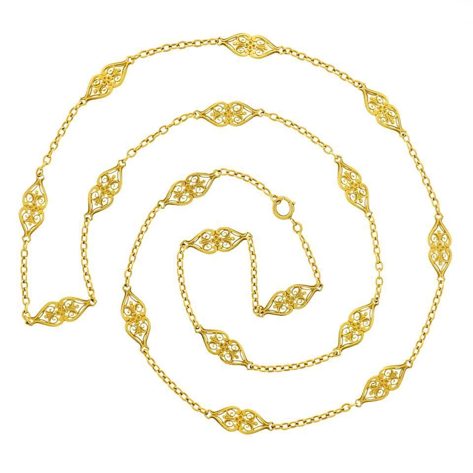 French Antique Gold Filigree Necklace at 1stdibs