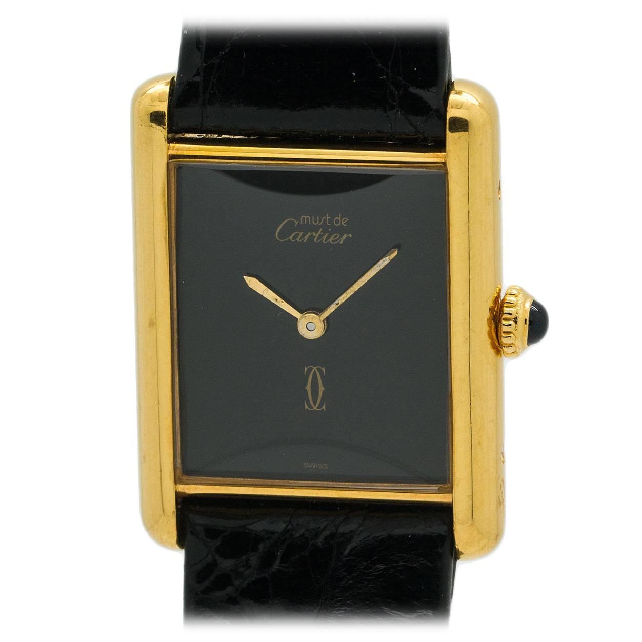 Cartier Man's Vermeil Tank Louis Must de Cartier Wristwatch circa 1970s ...