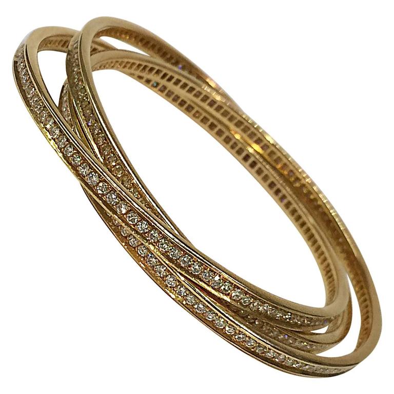 Cartier Trinity Diamond Gold Bracelet at 1stDibs | cartier trinity ...
