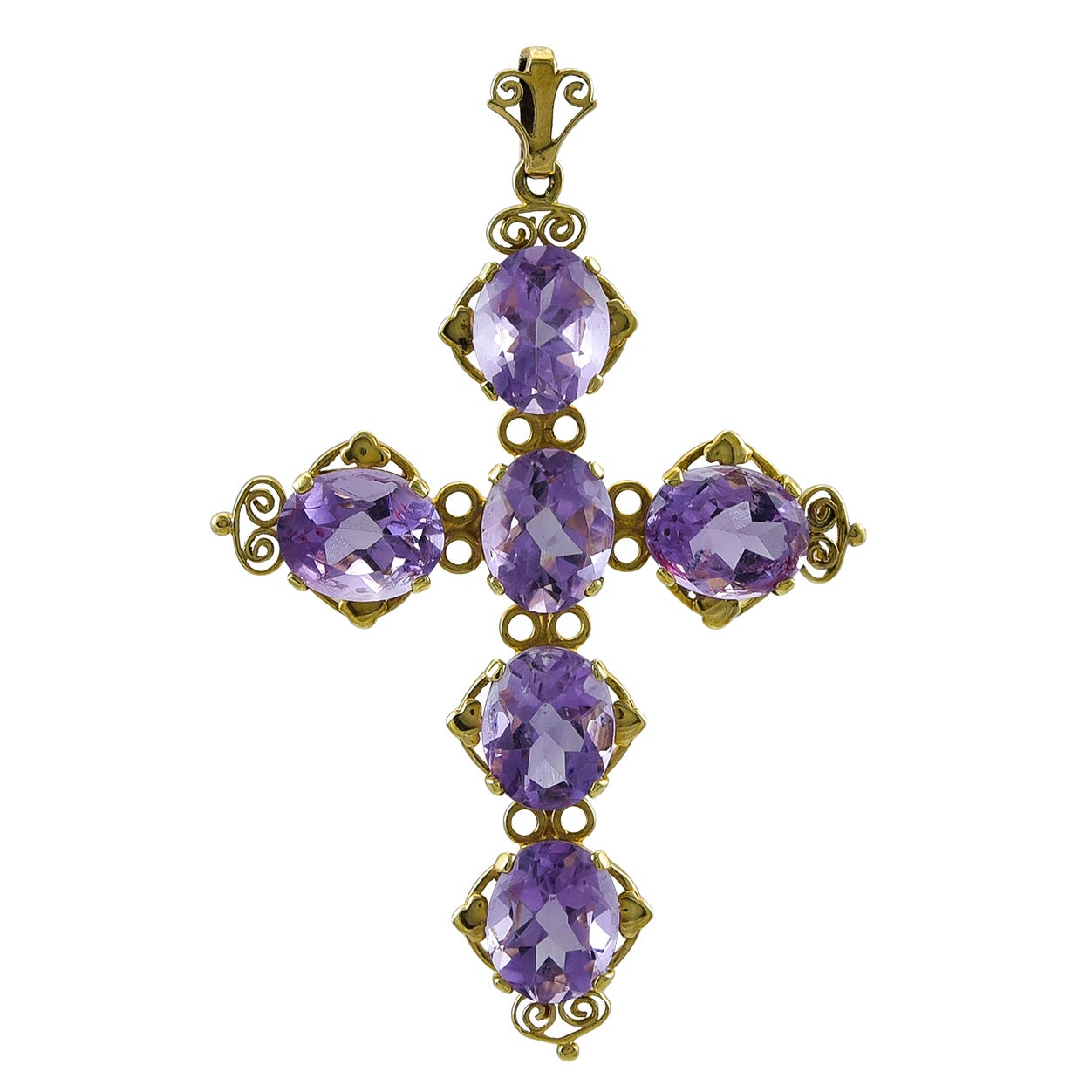 Gorgeous Antique Amethyst Sterling Cross For Sale at 1stDibs