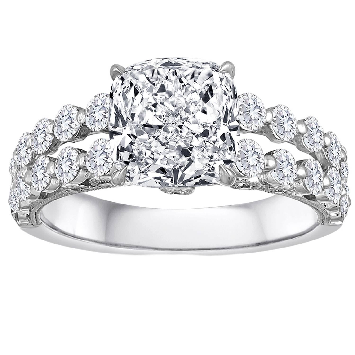 GIA Certified 3.04 Carat Jubilee Cut Diamond Platinum Engagement Ring ...