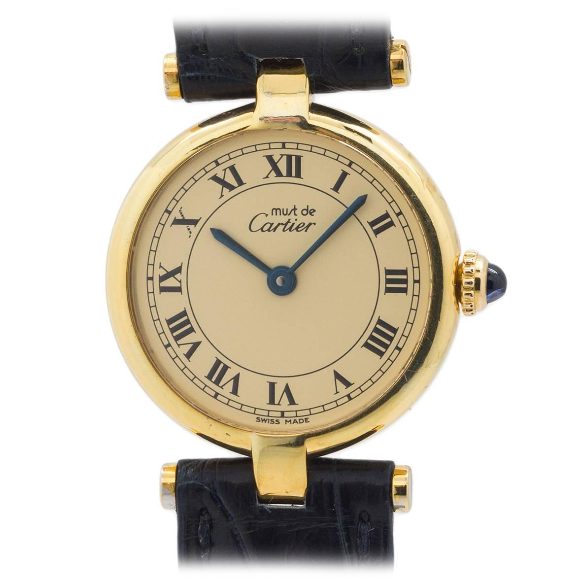 Cartier Lady’s Vermeil Vendome Tank Must de Cartier Wristwatch at 1stdibs