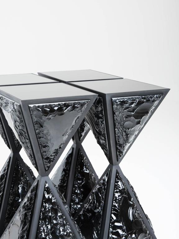 Black Bronze and Black Obsidian 'Eye of God' Side Table by Gloria ...