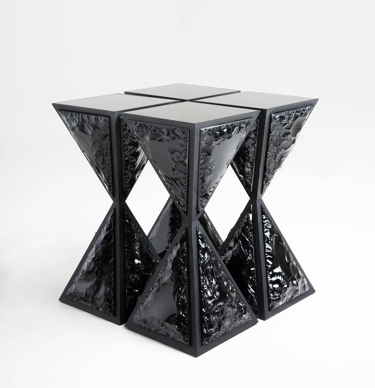 Black Bronze and Black Obsidian 'Eye of God' Side Table by Gloria ...