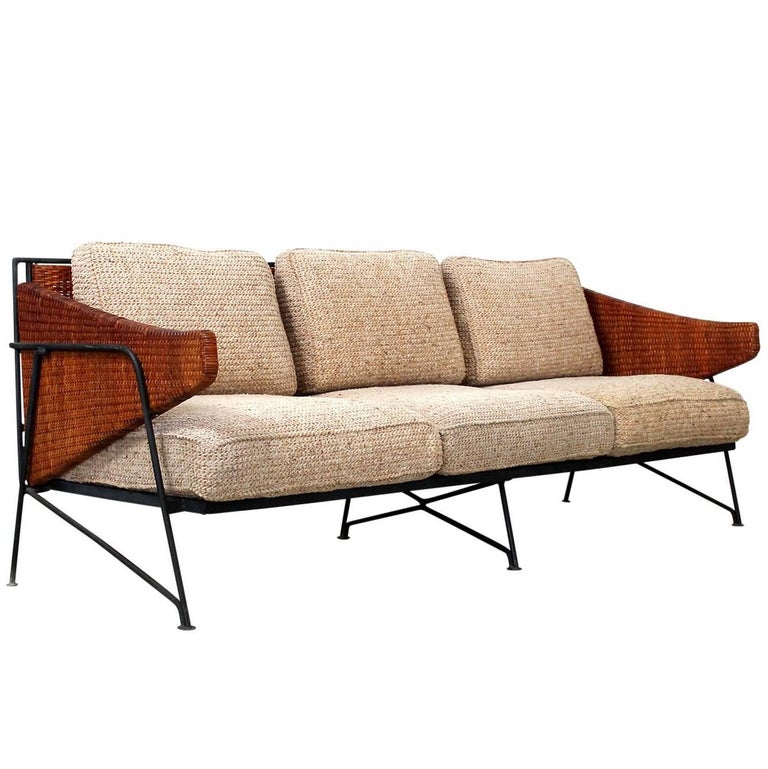 Salterini Wrought Iron Neoclassic Greek Key Couch Indoor/Outdoor c.1950 ...