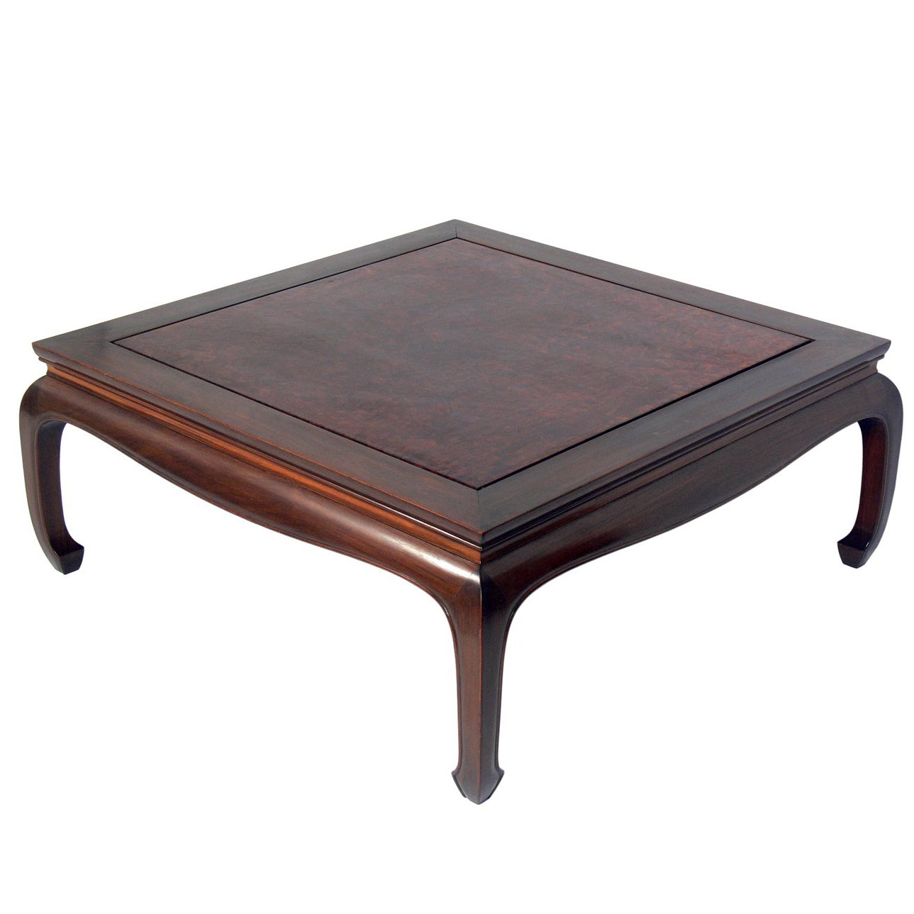 Large Square Asian Style Hand-Carved Coffee Table For Sale at 1stDibs