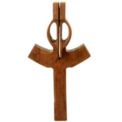 Vintage Sculptural Wood Cross For Sale at 1stDibs