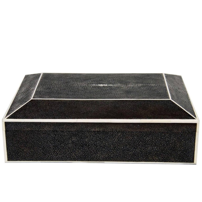 Large Exotic Shagreen Box with White Bone Inlay at 1stDibs | white ...