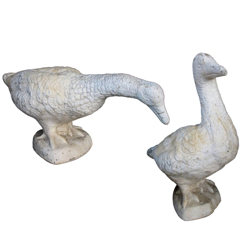 Whimsical Pair of French White-Painted Concrete Geese at 1stDibs ...