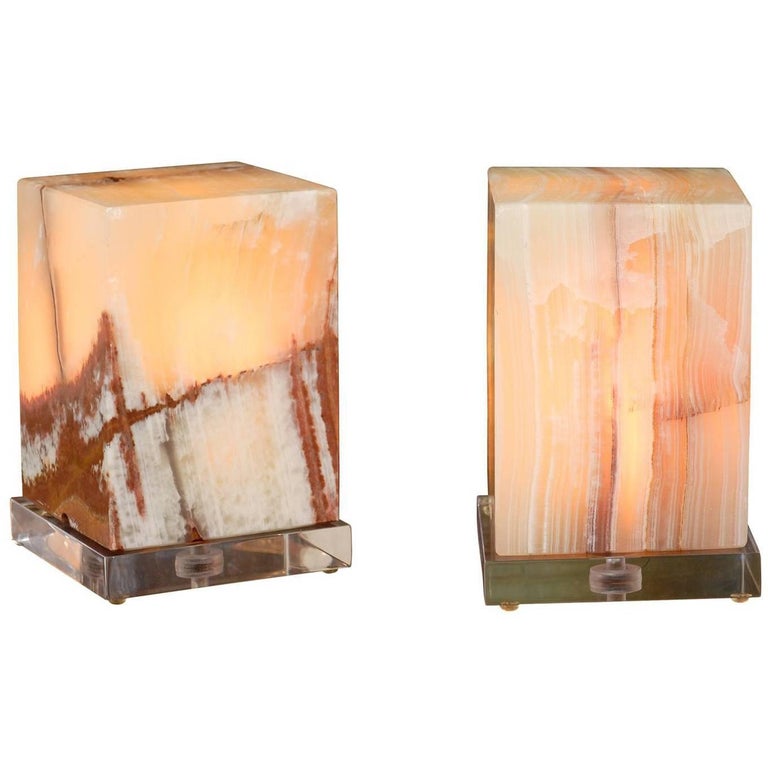 Pair of Green Onyx Cube Lights at 1stDibs