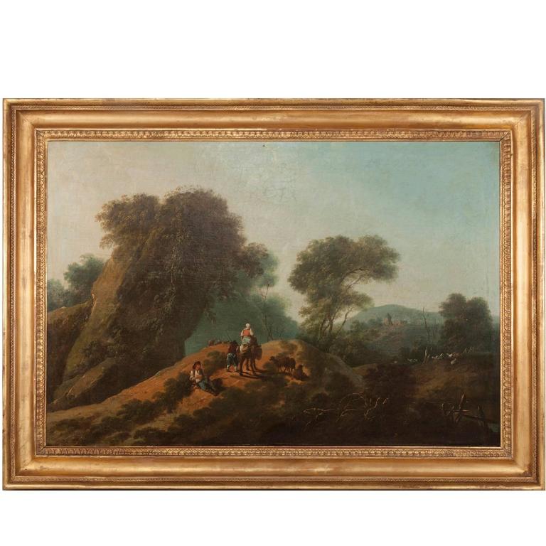 Landscape with Flock, Oil on Canvas, by Jean Pillement at 1stDibs