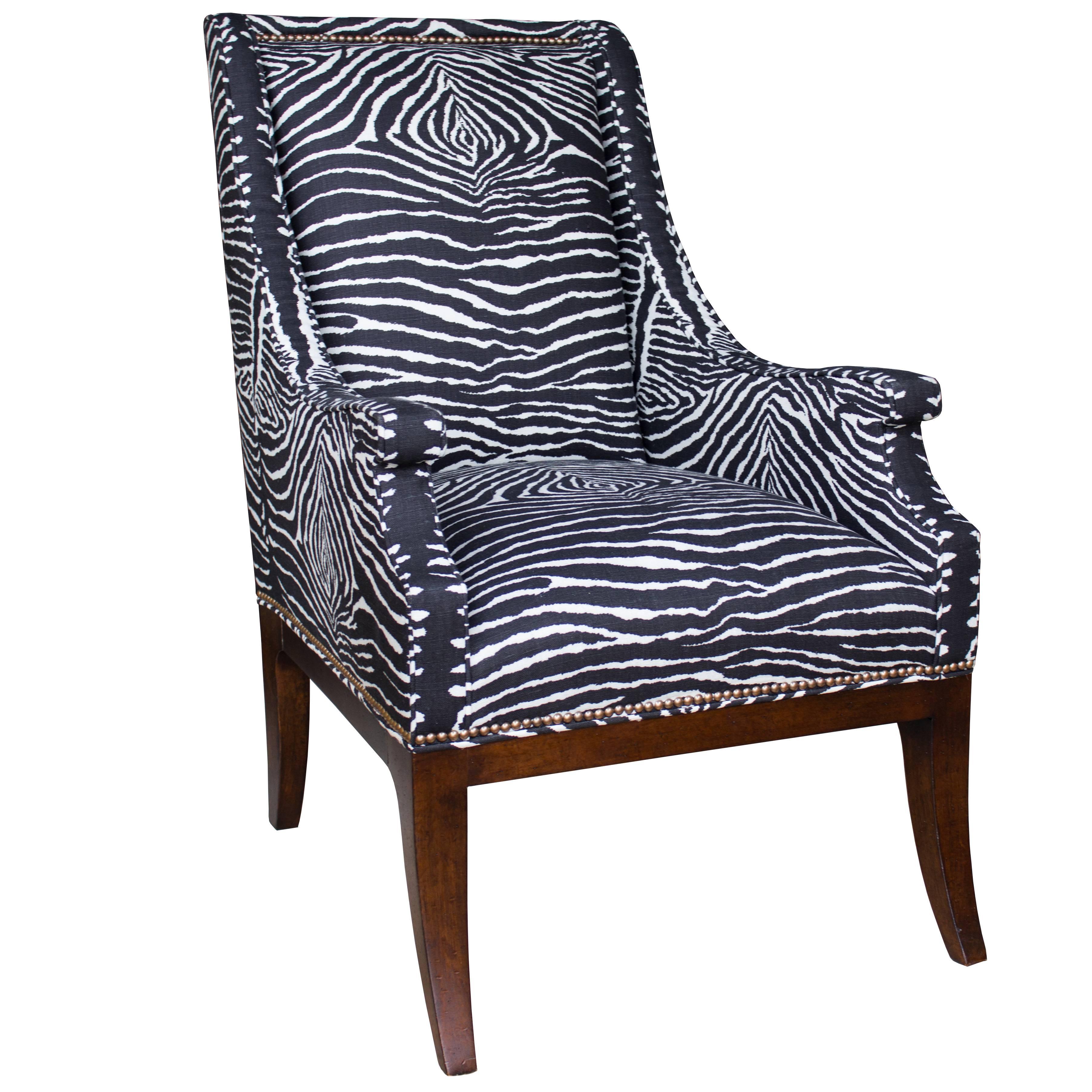 Le Zebre Custom Armchair in Zebra with Brass Nailheads at 1stDibs