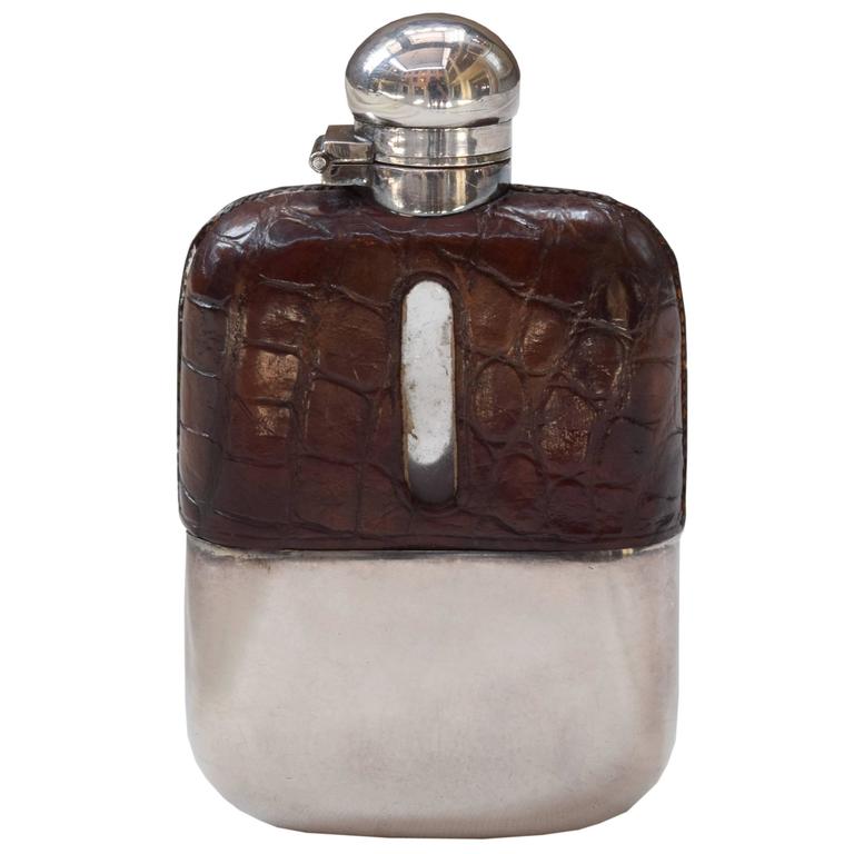 Petite Leather and Silver Plated Flask at 1stDibs